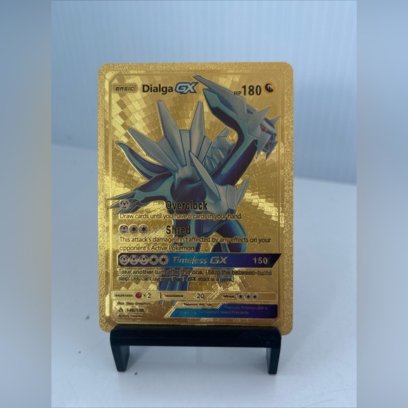 Pokemon | Toys | Dialga Gx Metal Gold Foil Pokemon Card Fan Art Display ...